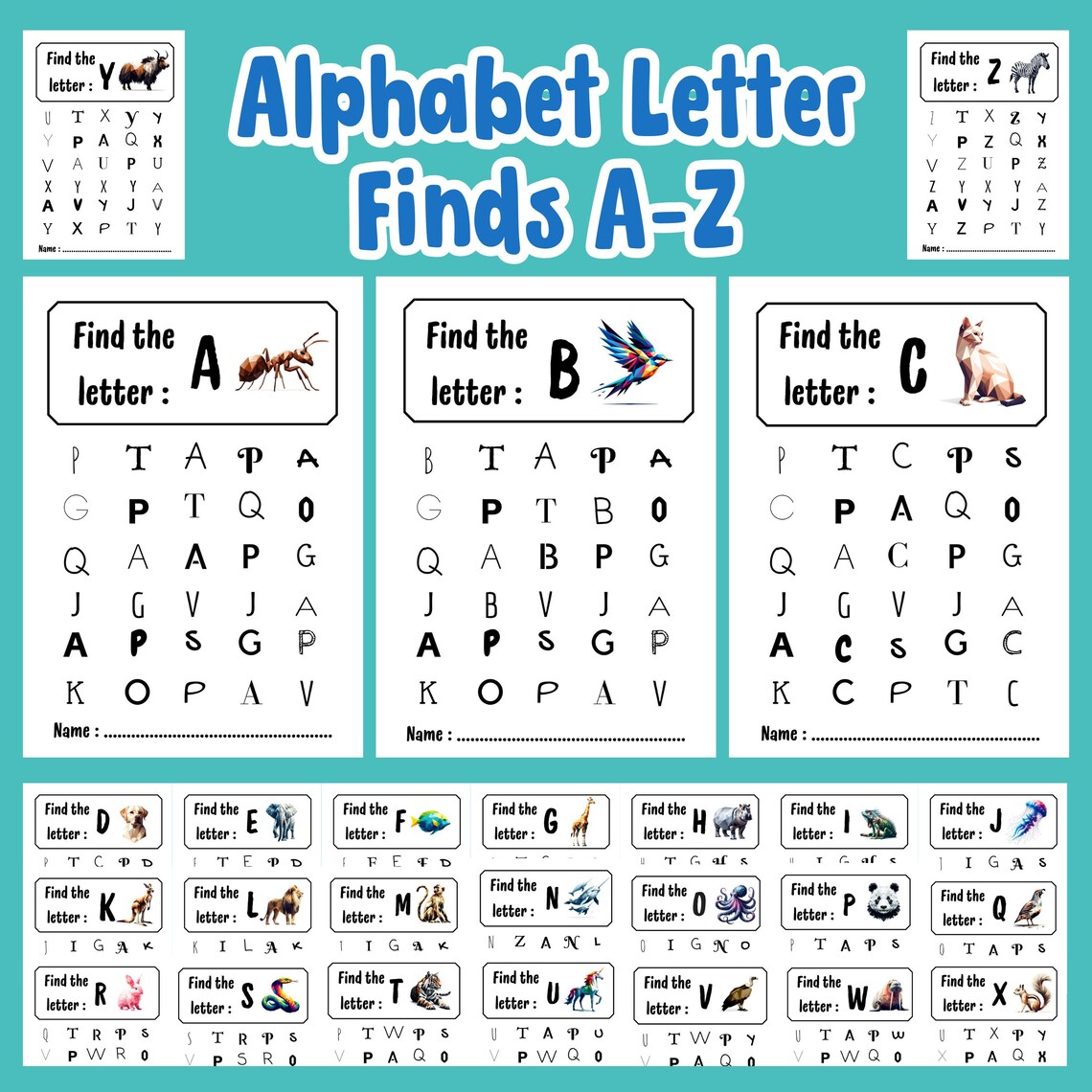 Alphabet Letter Finds A-Z PDF | Printable Kids Educational Activity ...