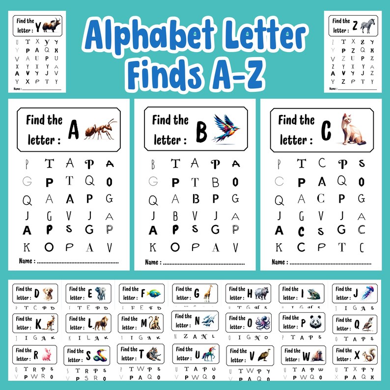 Alphabet Letter Finds A-Z PDF | Printable Kids Educational Activity ...