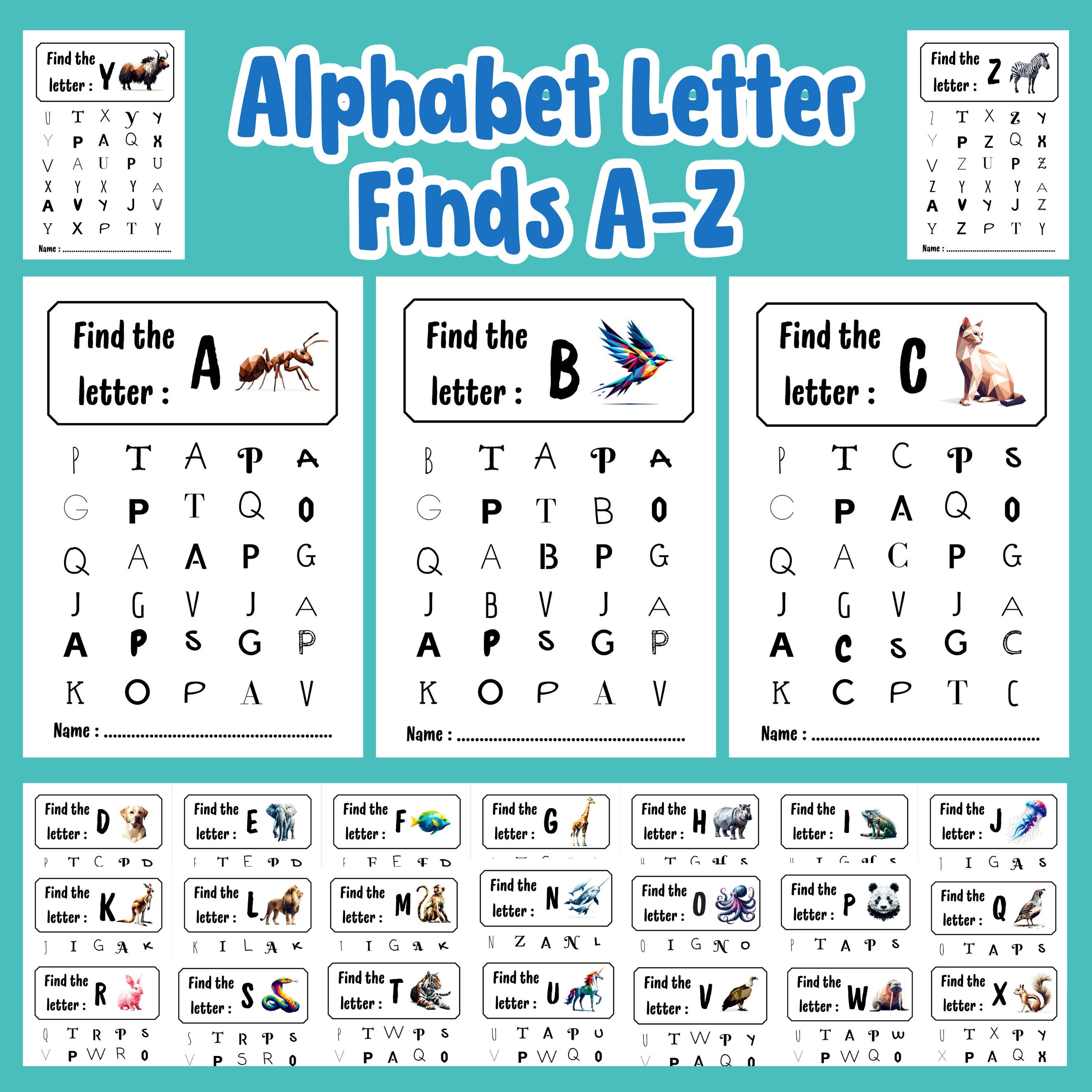Alphabet Letter Finds A-Z PDF | Printable Kids Educational Activity ...