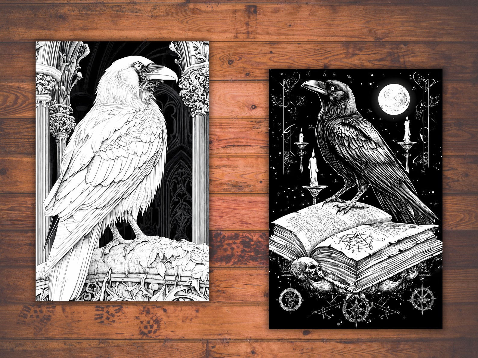 30 Ravens Grayscale Coloring Pages Gothic Ravens Coloring Book ...