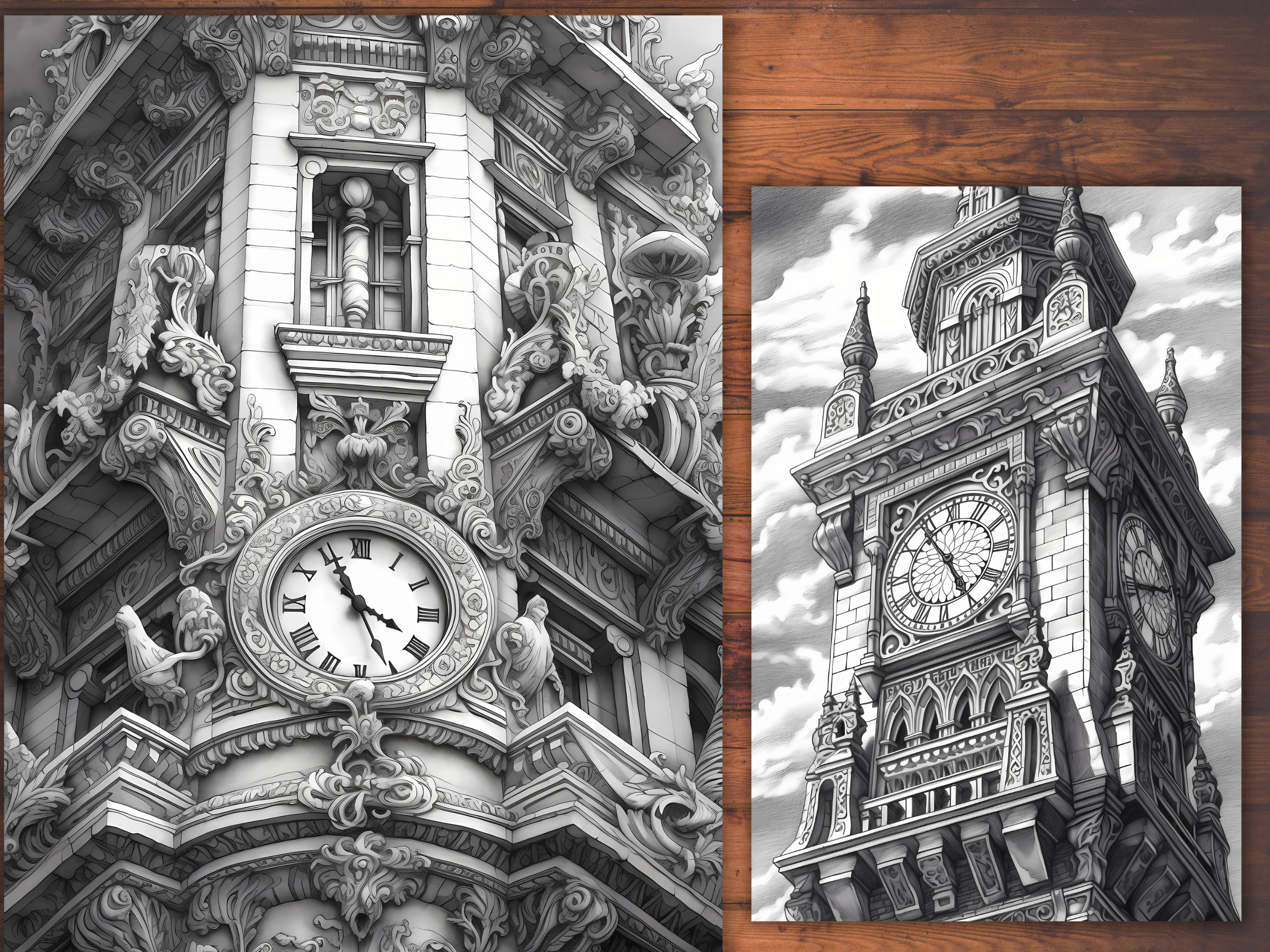 46 Clock Coloring Pages for Adults and for Kids Relax and Stress Relief ...