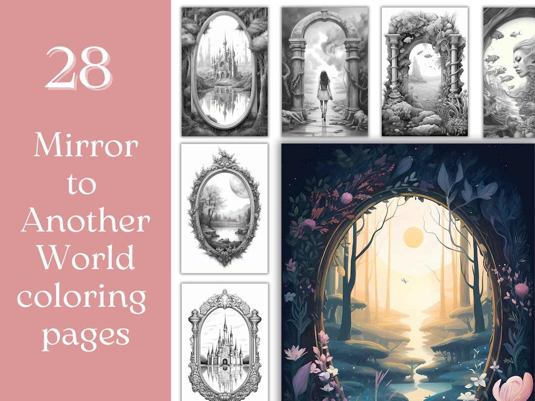 Mirror to Another World Coloring Pages Mirror Worlds Coloring Sheets Mirror Reflection Worlds ...