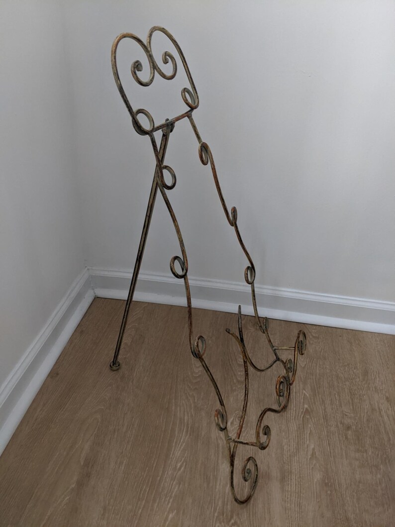 Large Metal Display Easel, Vintage, Ornate Metal Display Easel ...
