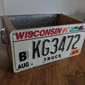 Recycled License Plate Box, Storage Box, Decorative Bin, Bar, Kitchen ...