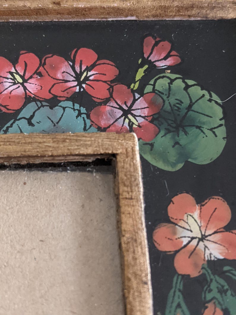 Hand Painted Floral Frame, Robert M Weiss, Vintage, Reverse Glass ...