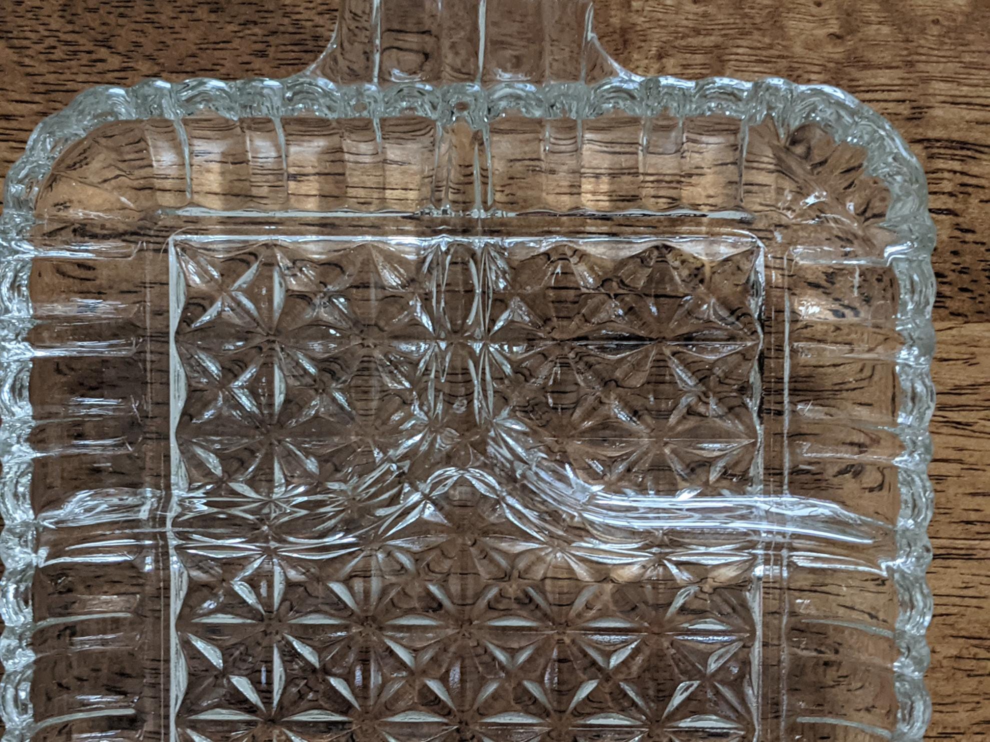 Anchor Hocking Serva-snack Cut Glass Snack Trays, Set of 4, Vintage ...