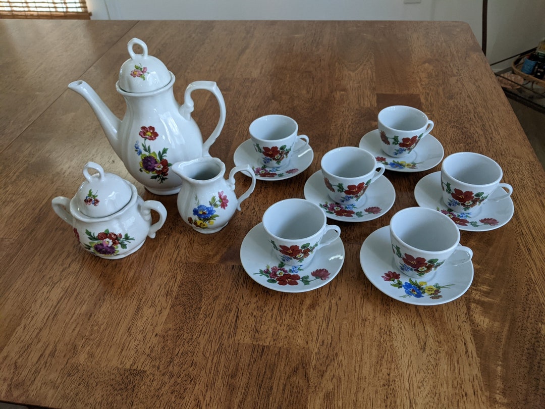 Childs 17 Piece Tea Party Set, Vintage, Ceramic Tea Party Set, Floral ...