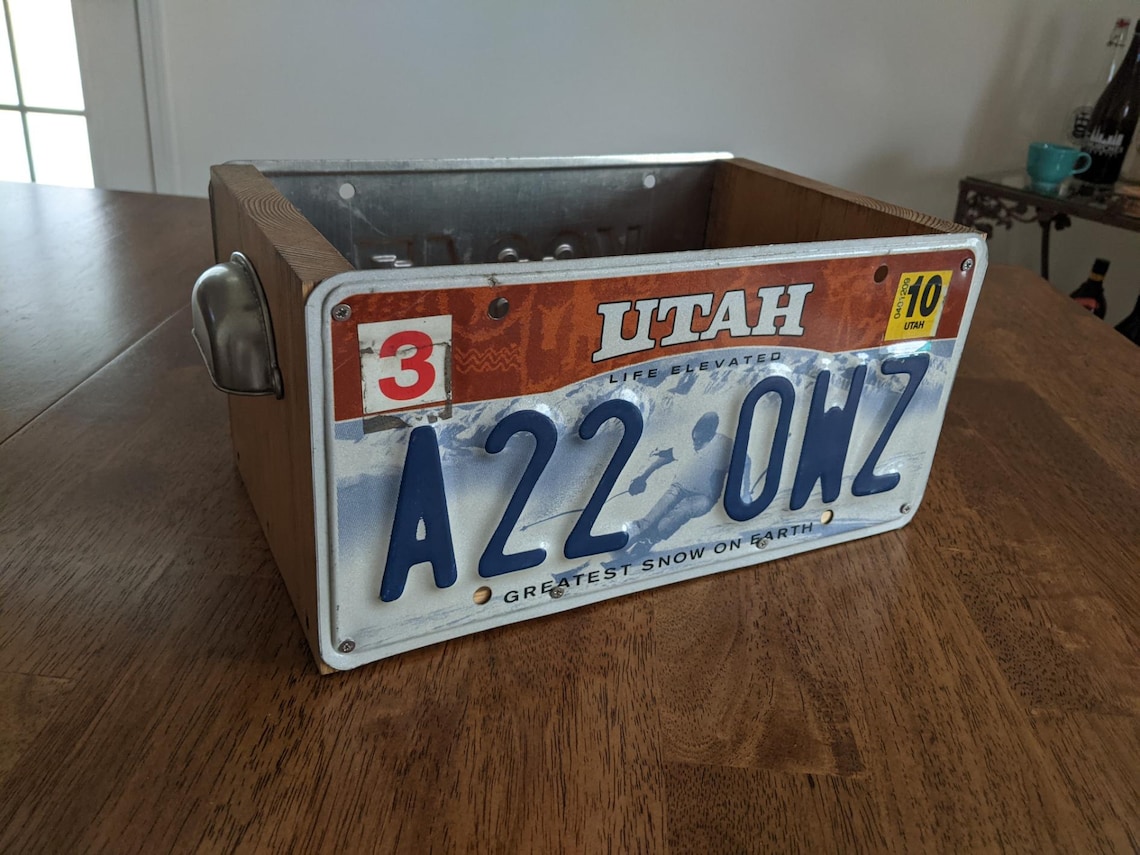 Recycled License Plate Box, Storage Box, Decorative Bin, Bar, Kitchen ...
