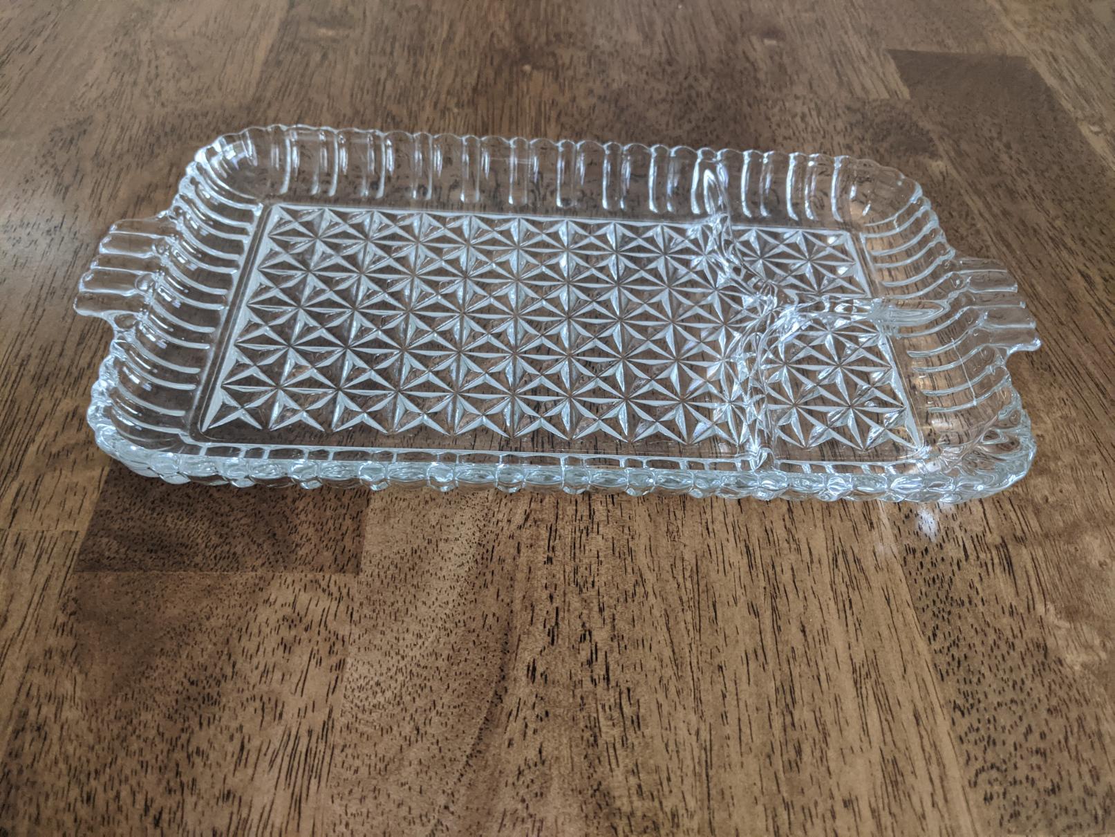 Anchor Hocking Serva-snack Cut Glass Snack Trays, Set of 4, Vintage ...