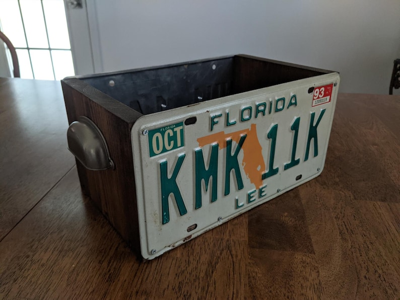 Recycled License Plate Box, Storage Box, Decorative Bin, Bar/kitchen ...