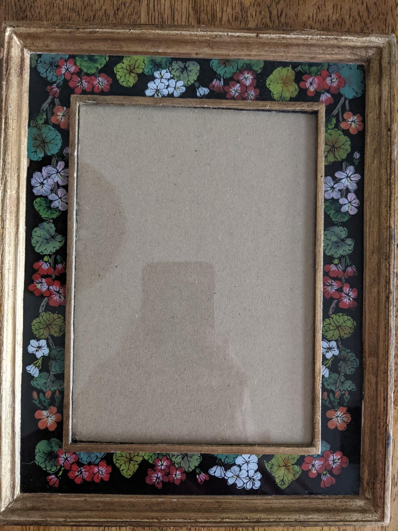 Hand Painted Floral Frame, Robert M Weiss, Vintage, Reverse Glass ...