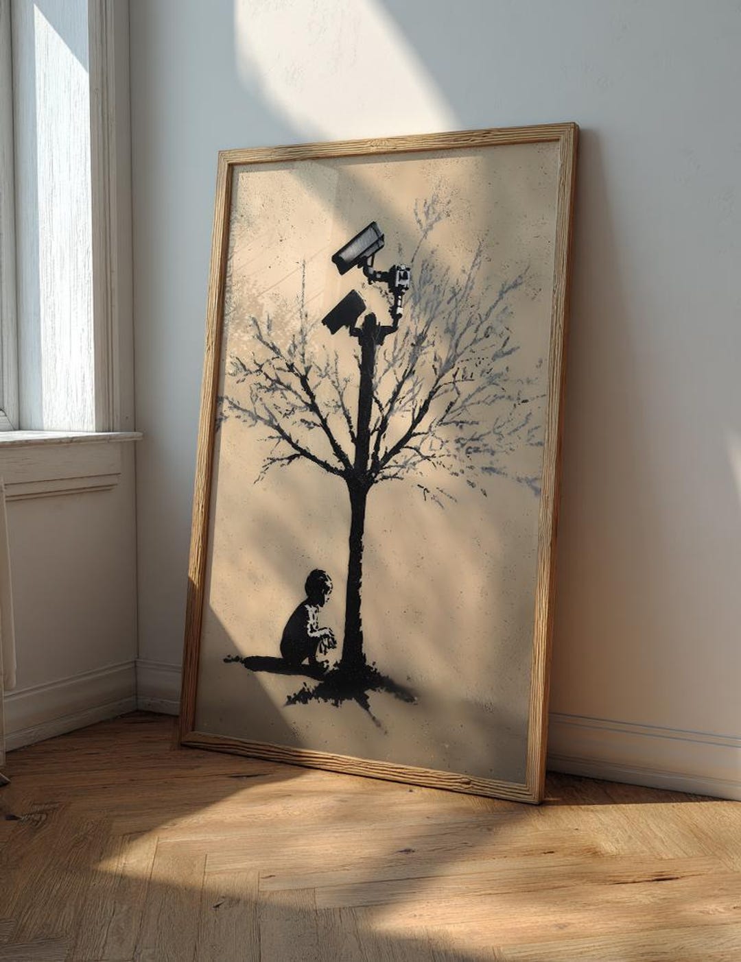 Banksy Style Art Print: Child Beneath Surveillance Camera - Silent ...