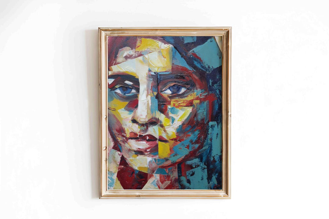 Colorful Cubism Style Woman Portrait - Oil Painting Brush Strokes ...