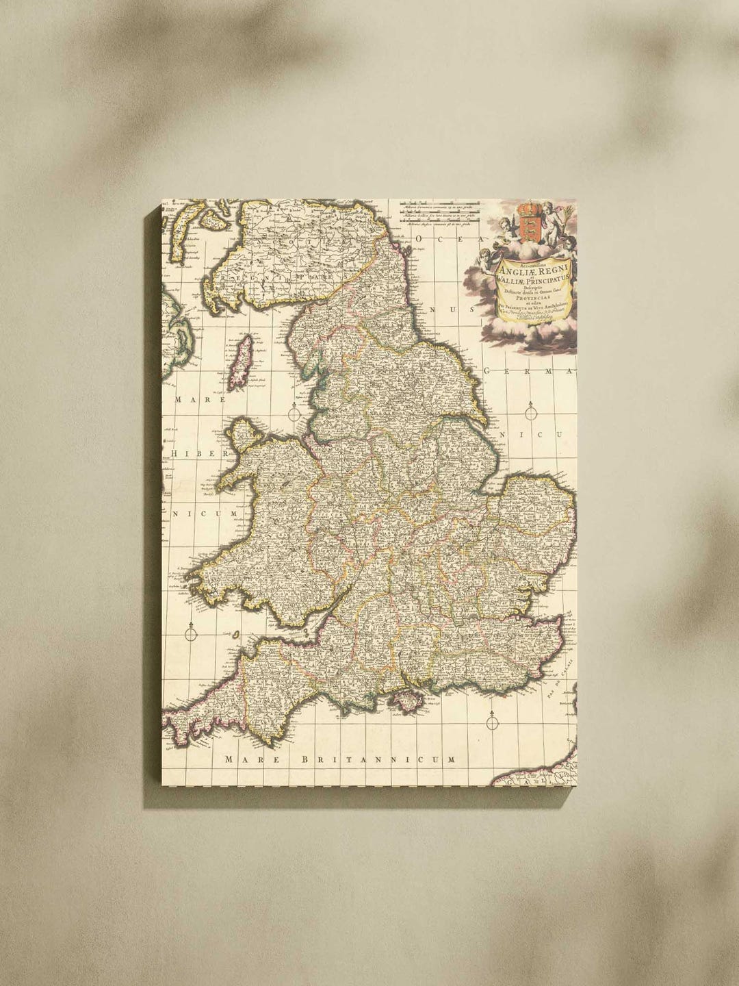 Vintage Map of England and Wales - Antique British Cartography 1691 ...
