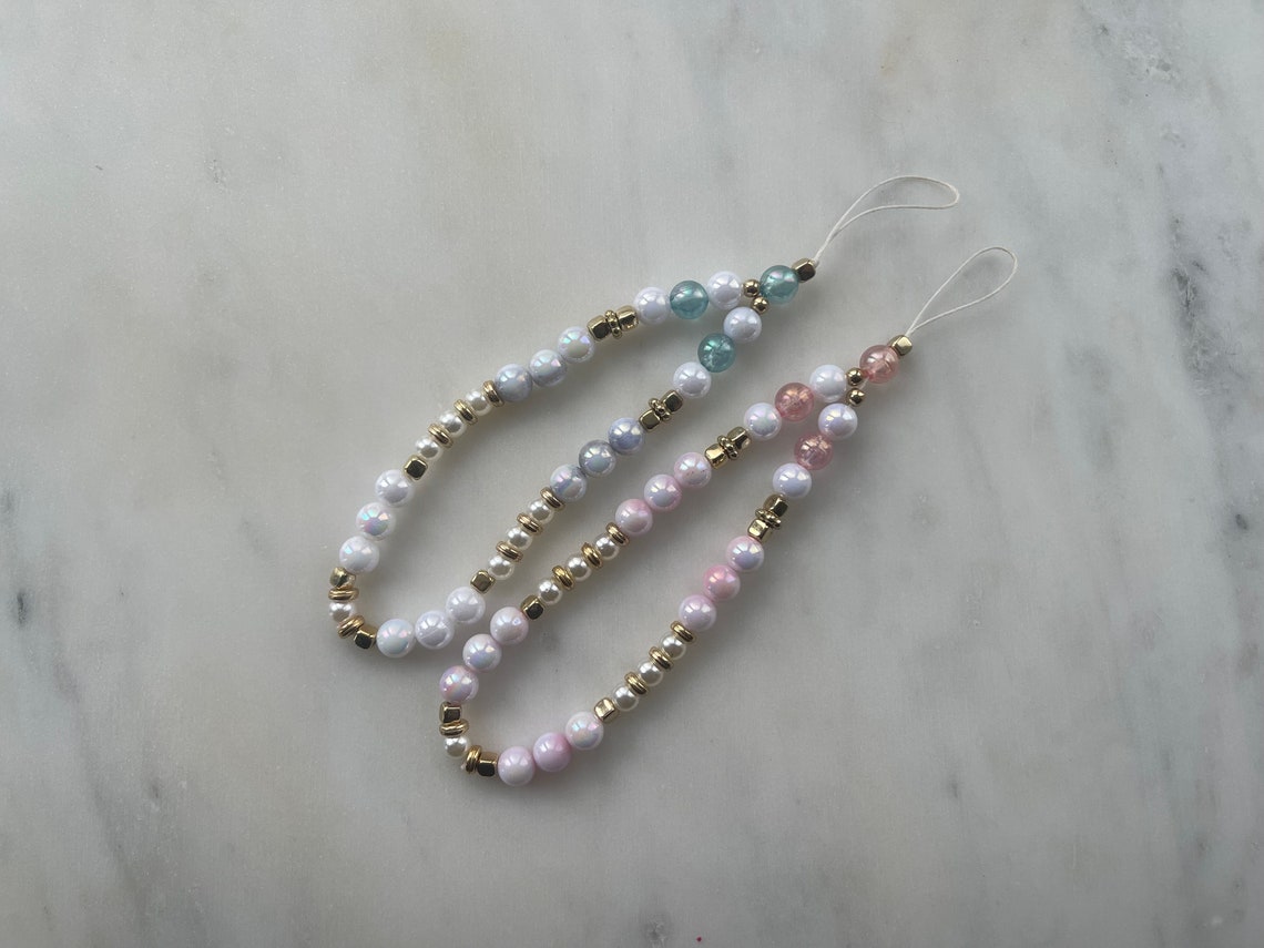 Baby Pink & Pearl Phone Charm Phone Strap Bead Phone Charm - Etsy