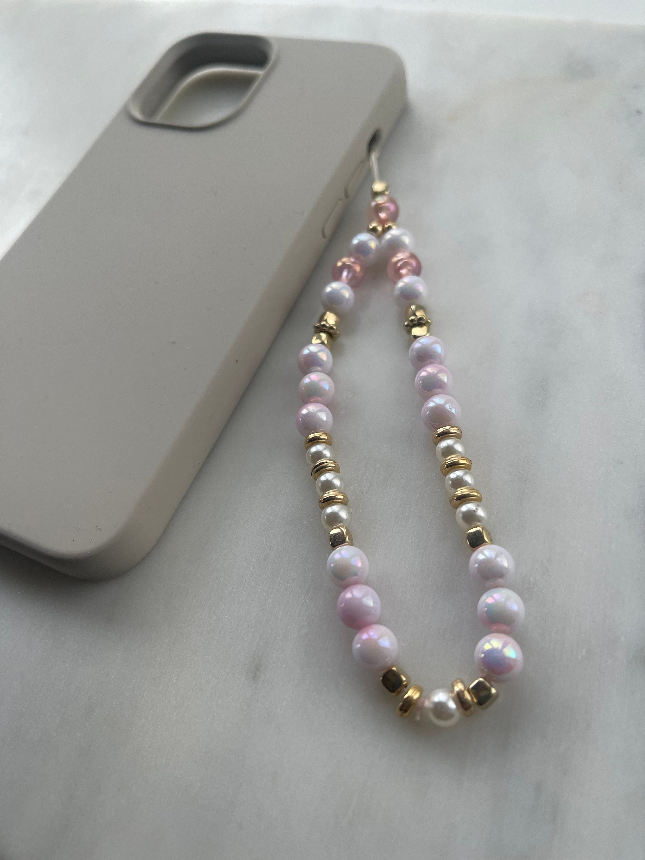 Baby Pink & Pearl Phone Charm Phone Strap Bead Phone Charm - Etsy