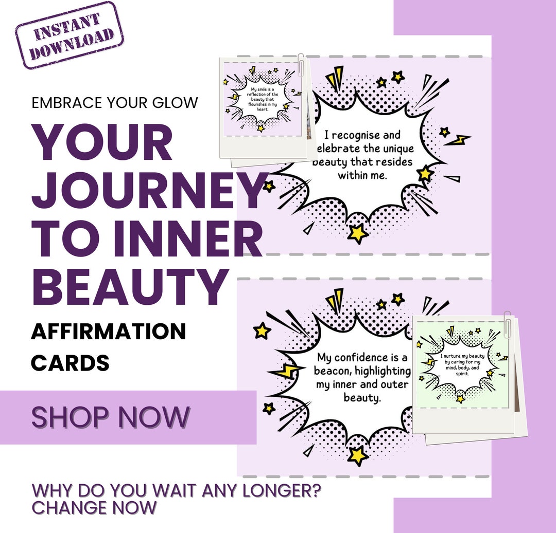 Unlock Your Inner Glow: Printable Affirmation Cards for Inner Beauty ...