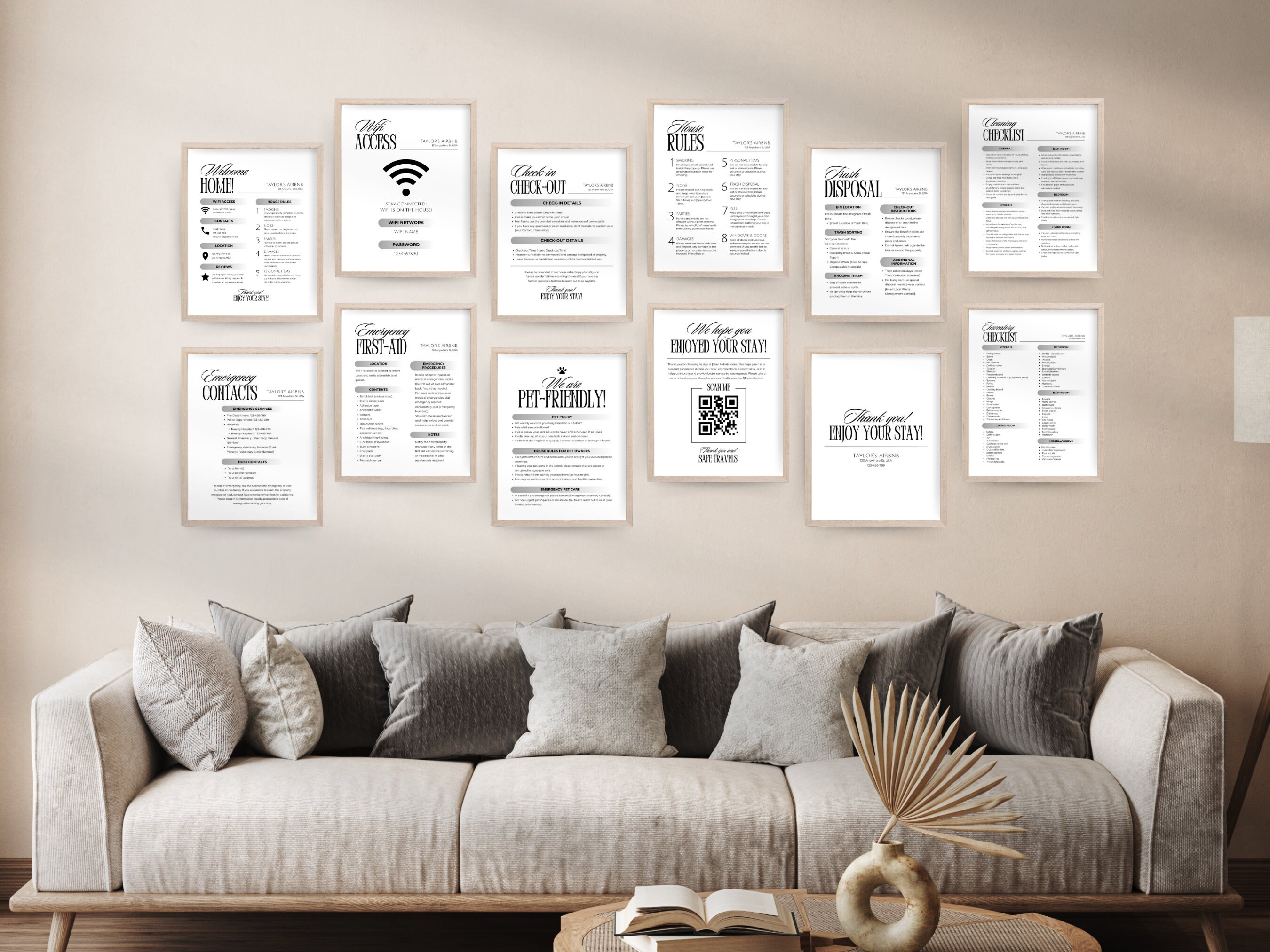 Airbnb Sign Bundle Template Airbnb Signage House Rules Short Term ...