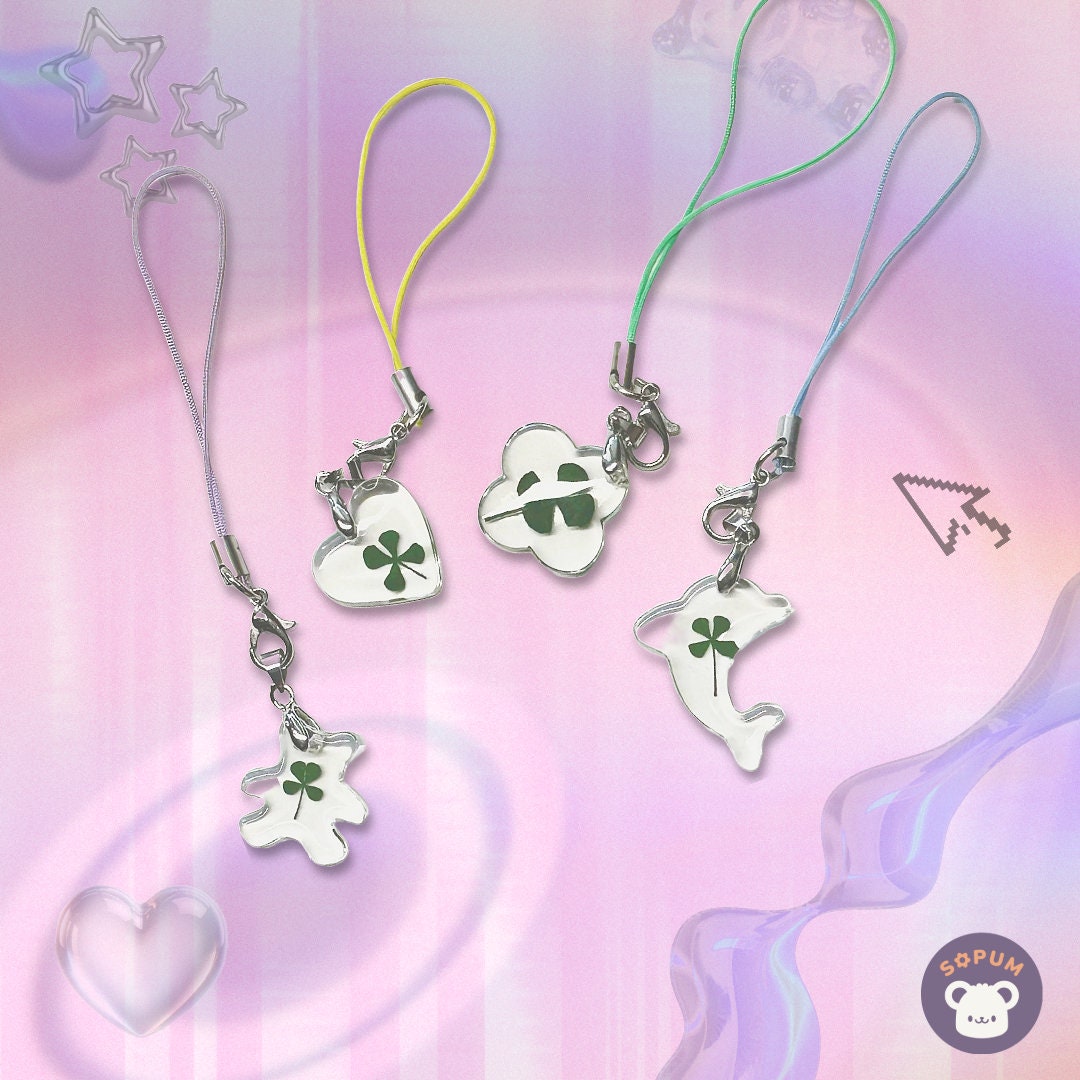4 Leaf Clover Phone Charm Clover Korean Phone Charm Y2K Aesthetic ...