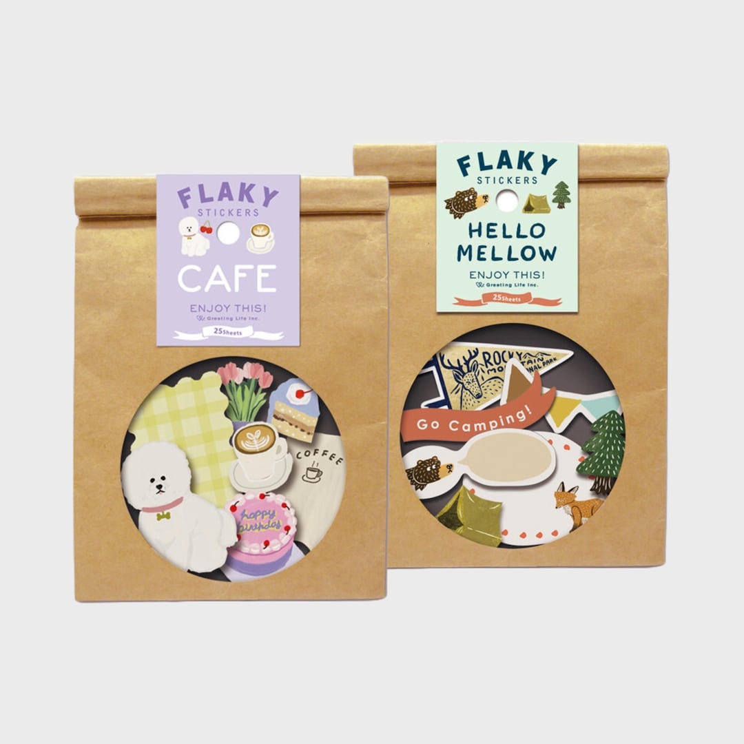 Stickers Bag Cafe & Camping 2 Types | Greeting Life | Flaky Stickers ...