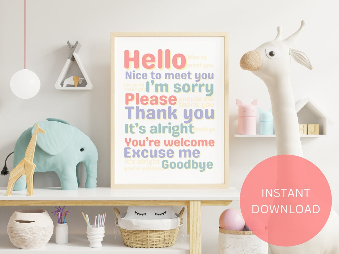 Polite Words Printable Wall Art - Etsy