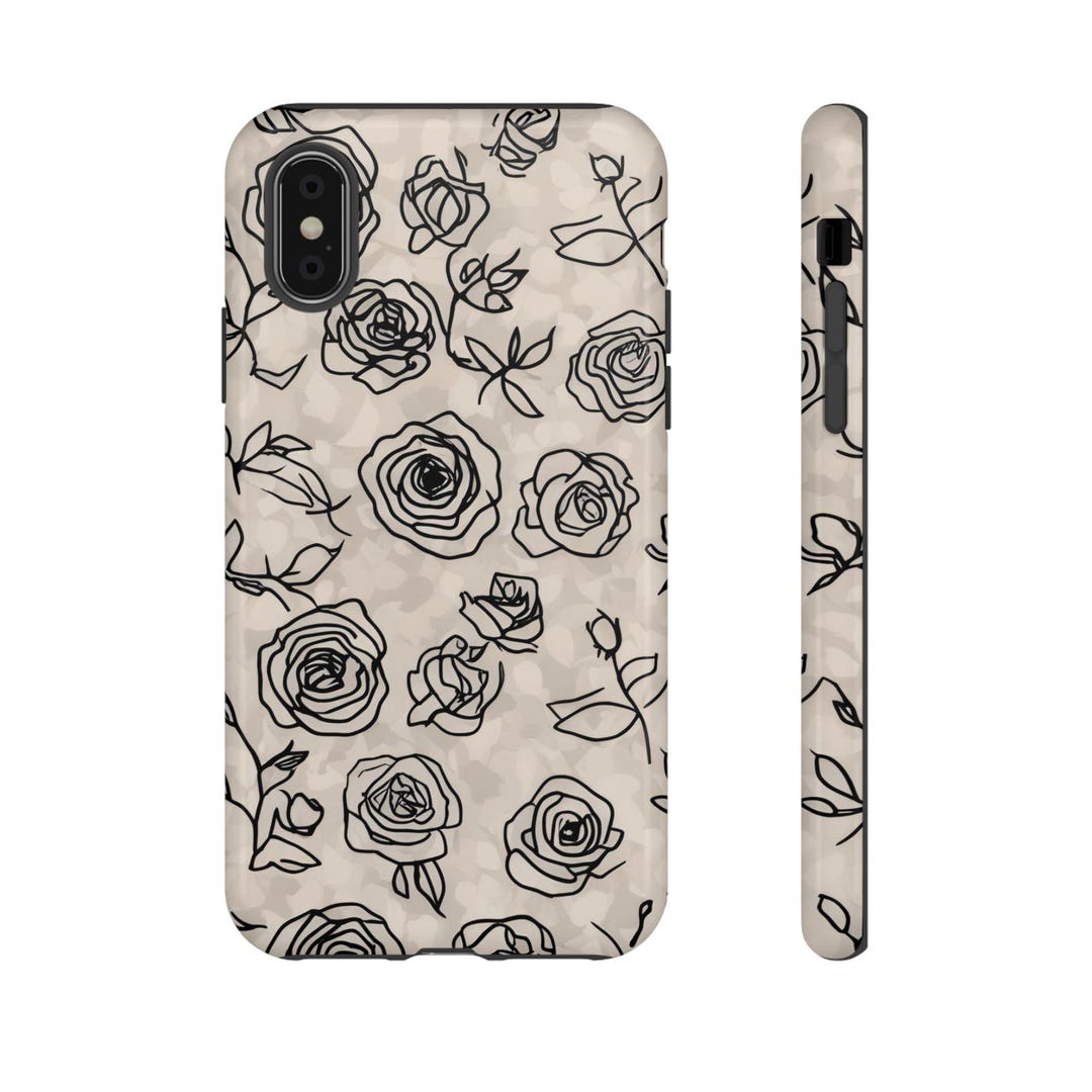 Phone Case With Minimalist Rose Line Art Design - Elegant Floral ...