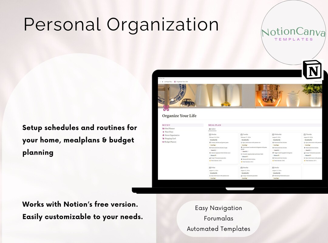 Pretty in Pink Digital Notion Template I Notion Planner I Home Organization Template I Budget ...