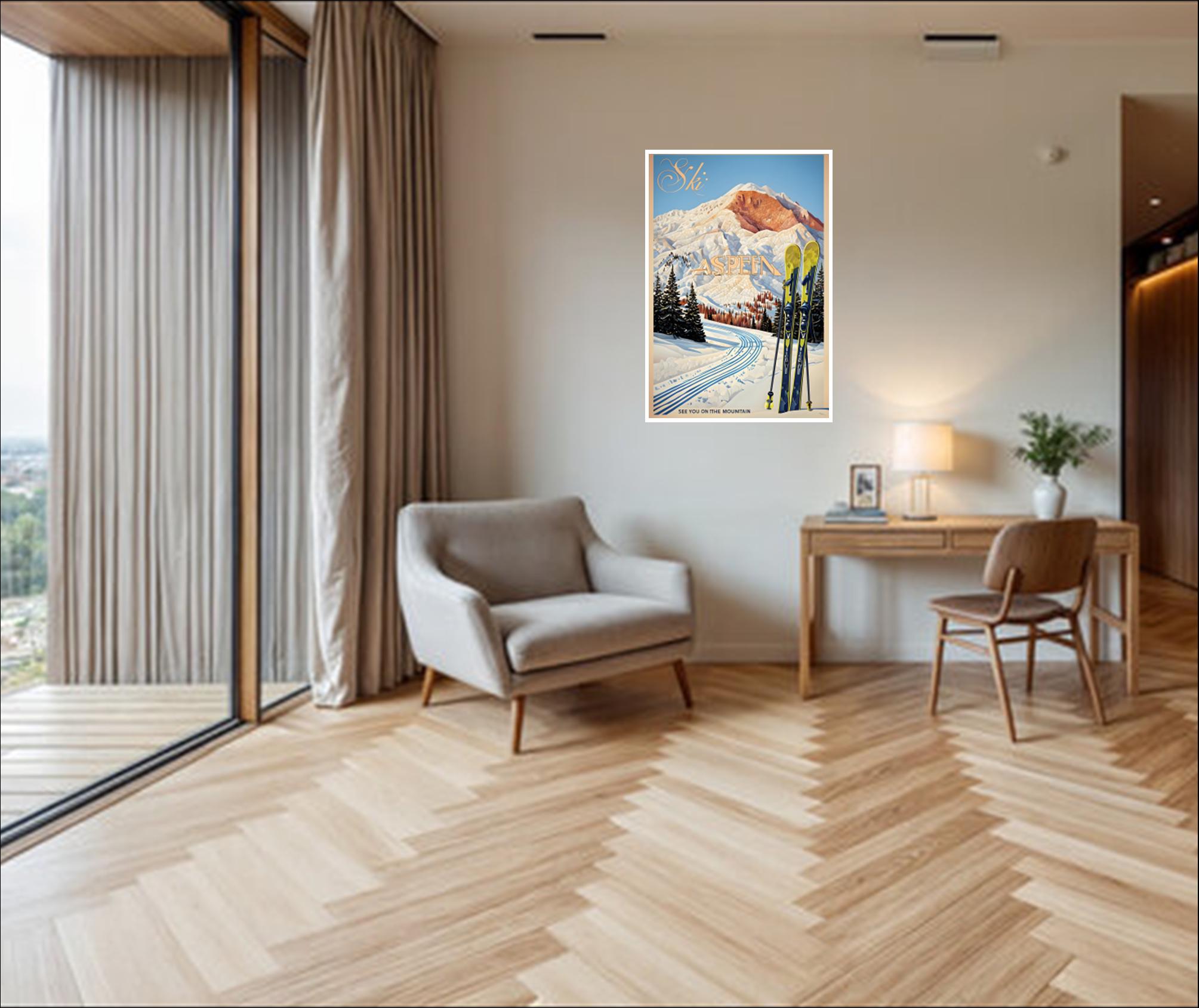 Surreal Ski Resort Digital Art Featuring Mosaic & Vintage Aspen ...