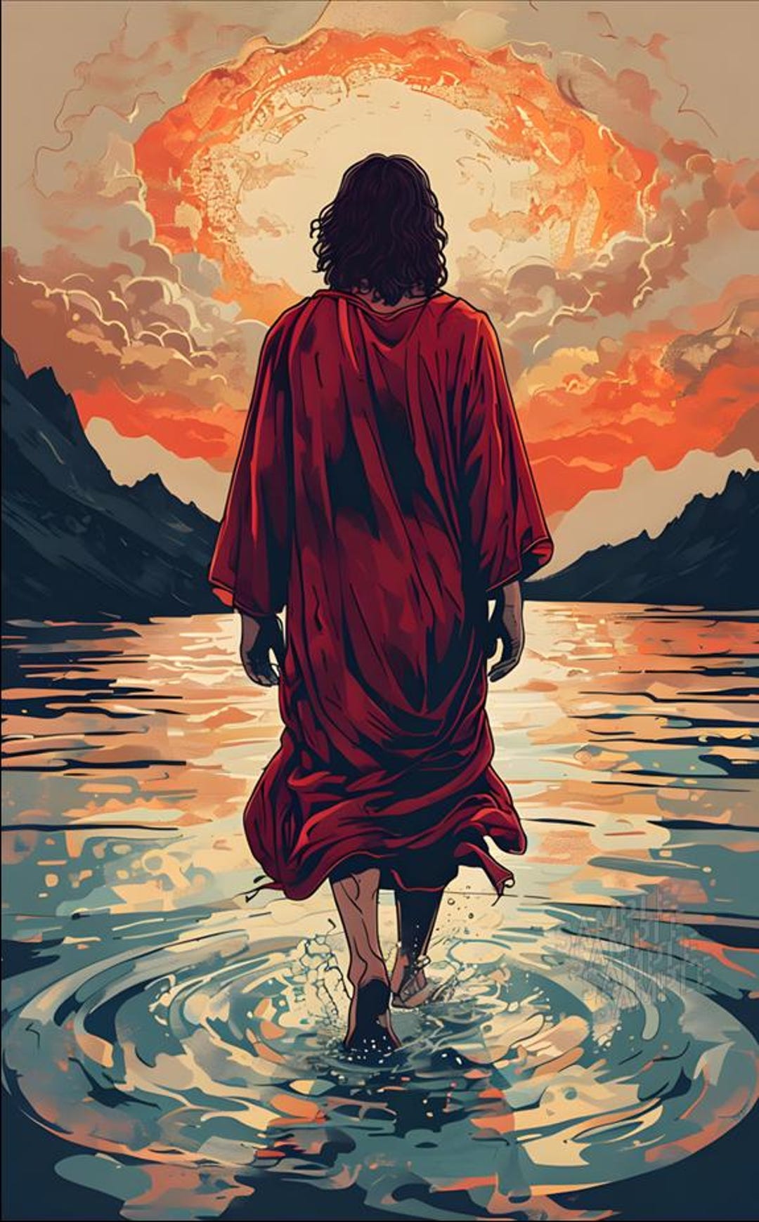 Jesus Christ Walking on the Water Inspirational Digital Art Plus 1 FREE ...