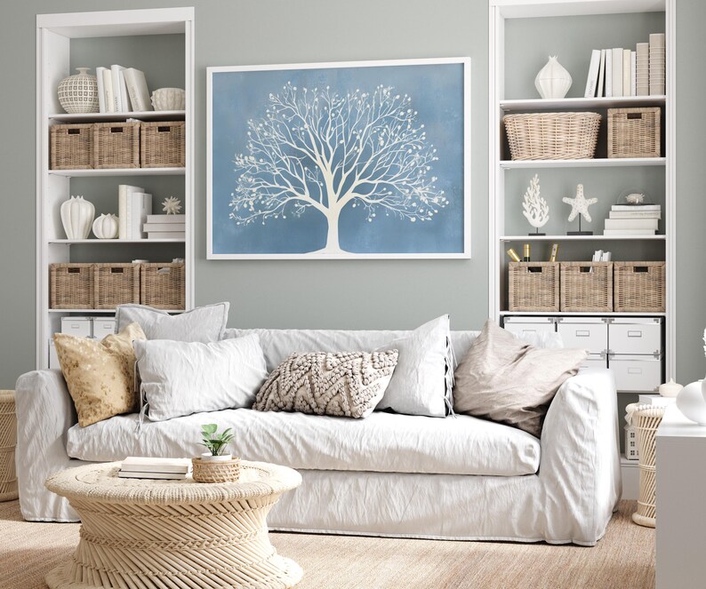 Blue Winter Tree Art Print, Abstract Nature Painting (digital Download ...