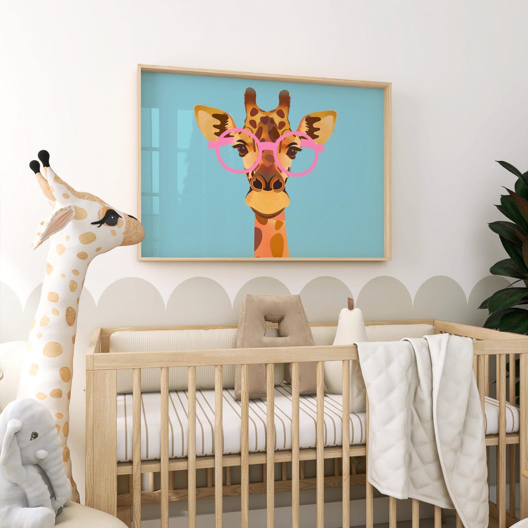 Giraffe Funny Wall Art, Colorful Pastel Giraffe Poster, Nursery Decor ...