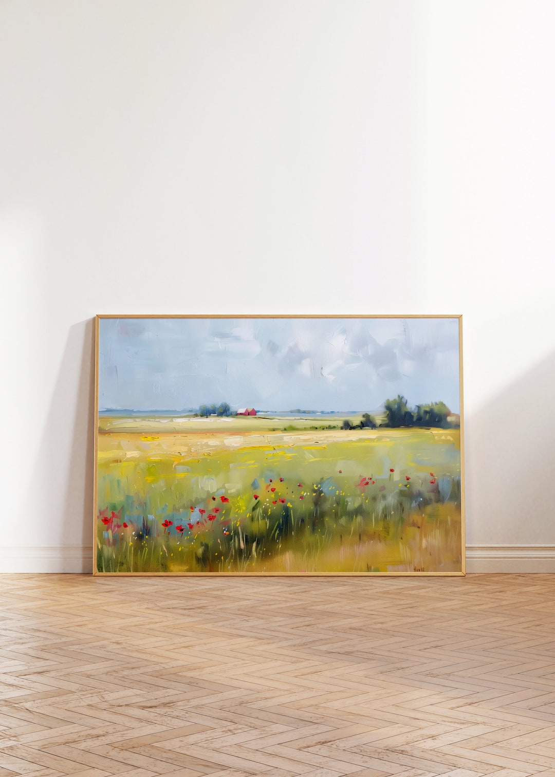 Summer Wheat Field Landscape Painting, Country Classic Decor, Nature ...