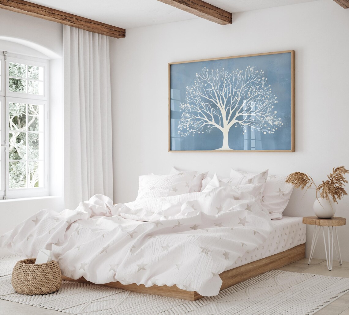 Winter Tree Art Print, Abstract Nature Paintings, Simple Bright Tree ...
