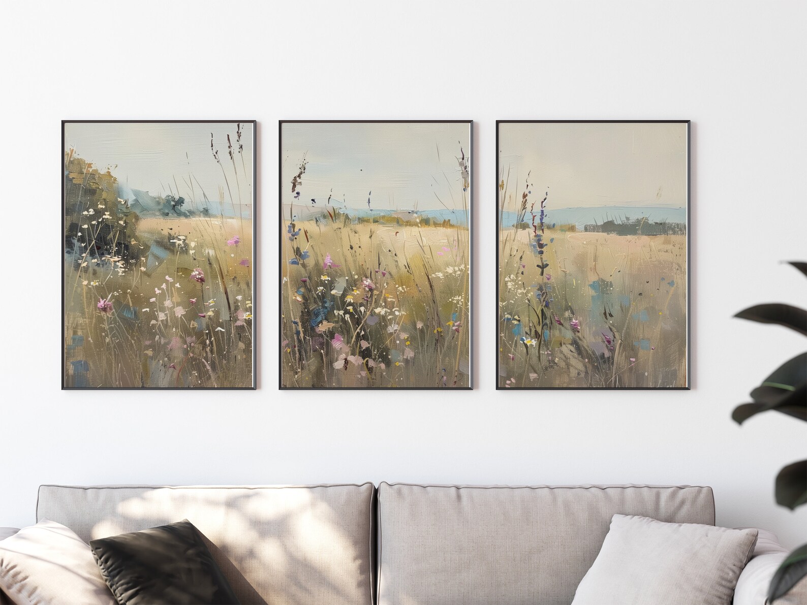 Wildflower Meadow Print Set: Rustic Farmhouse Landscape (digital ...