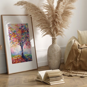 Colorful Tree Landscape Printable, Abstract Tree Wall Art, Vibrant ...