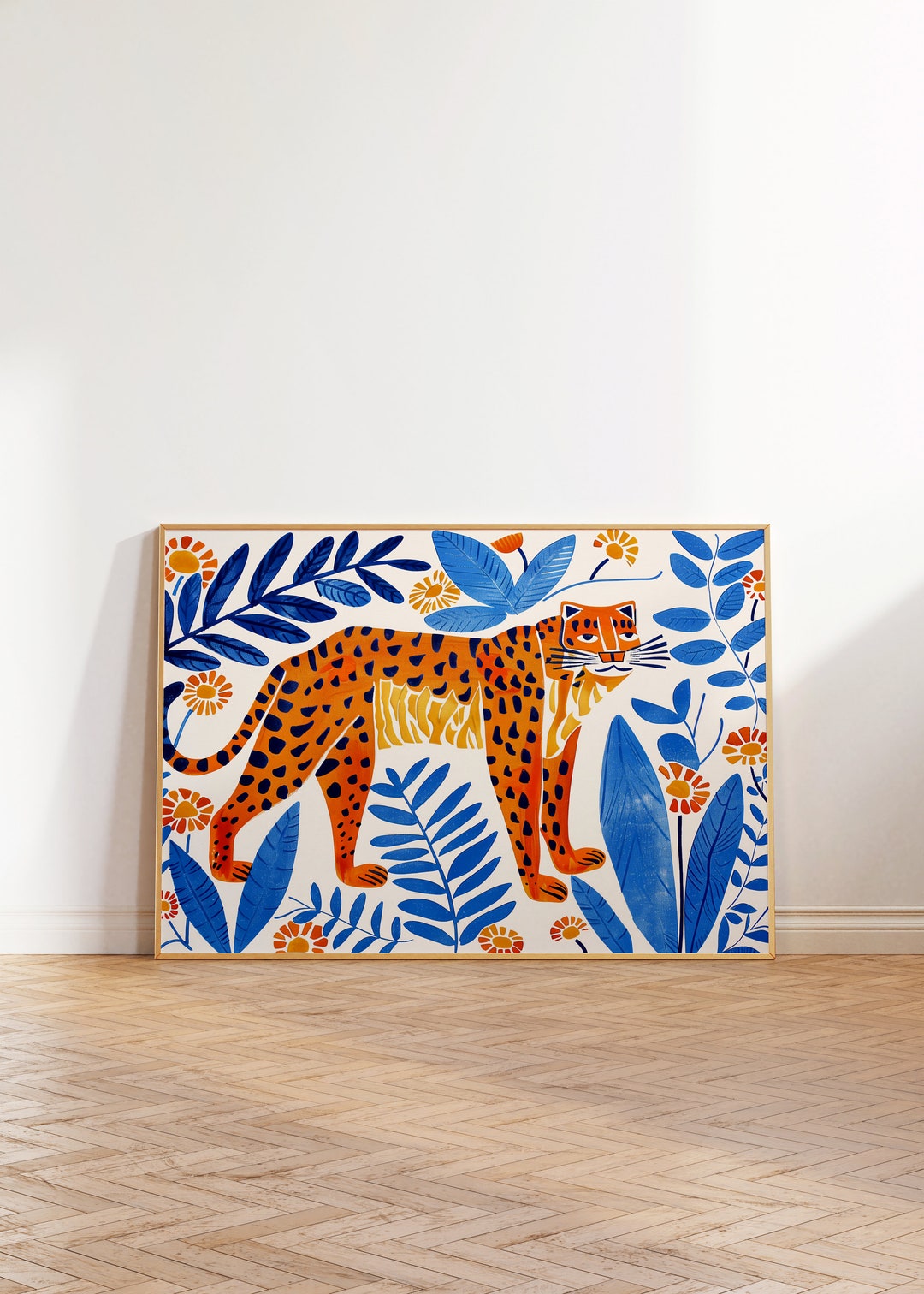 Leopard Abstract Art Print, Leopard Flower Decor, Happy Leopard ...