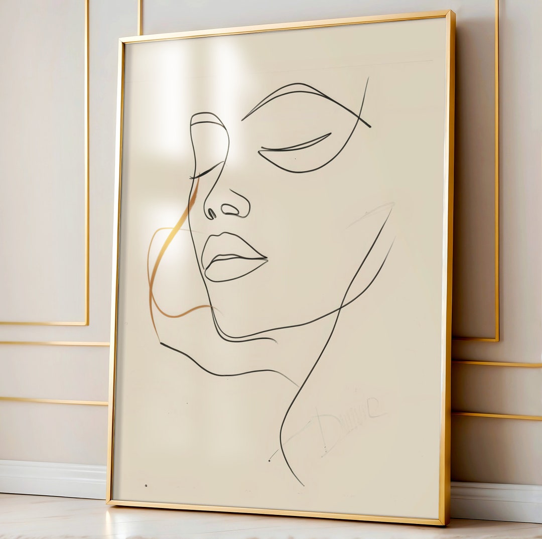 Woman Line Drawing Art Print, Female Face Print Poster, Minimalist ...