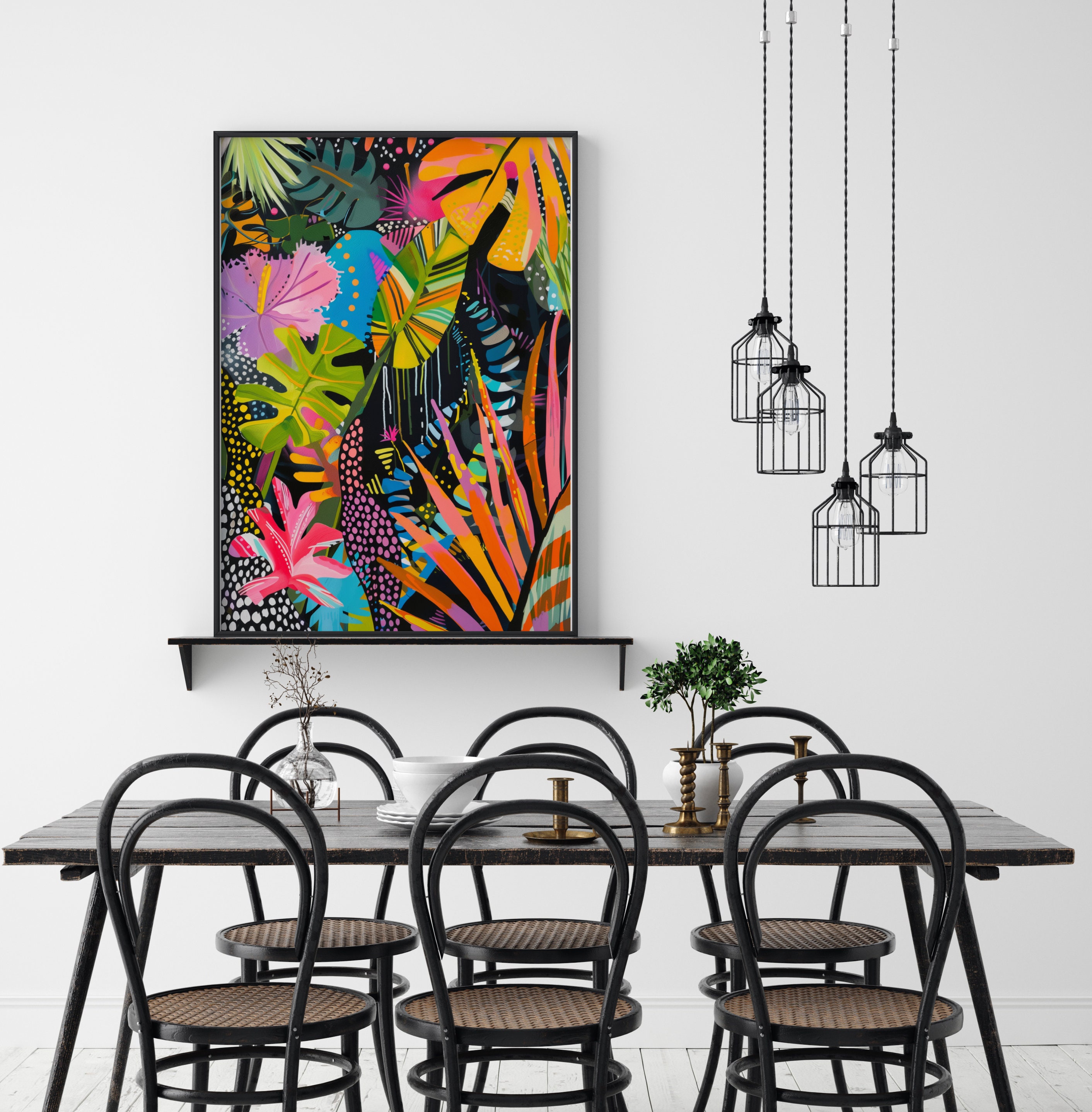 Abstract Vibrant Wall Art, Maximalist Print, Floral Modern Art ...