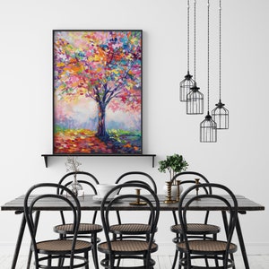 Colorful Tree Landscape Printable, Abstract Tree Wall Art, Vibrant ...