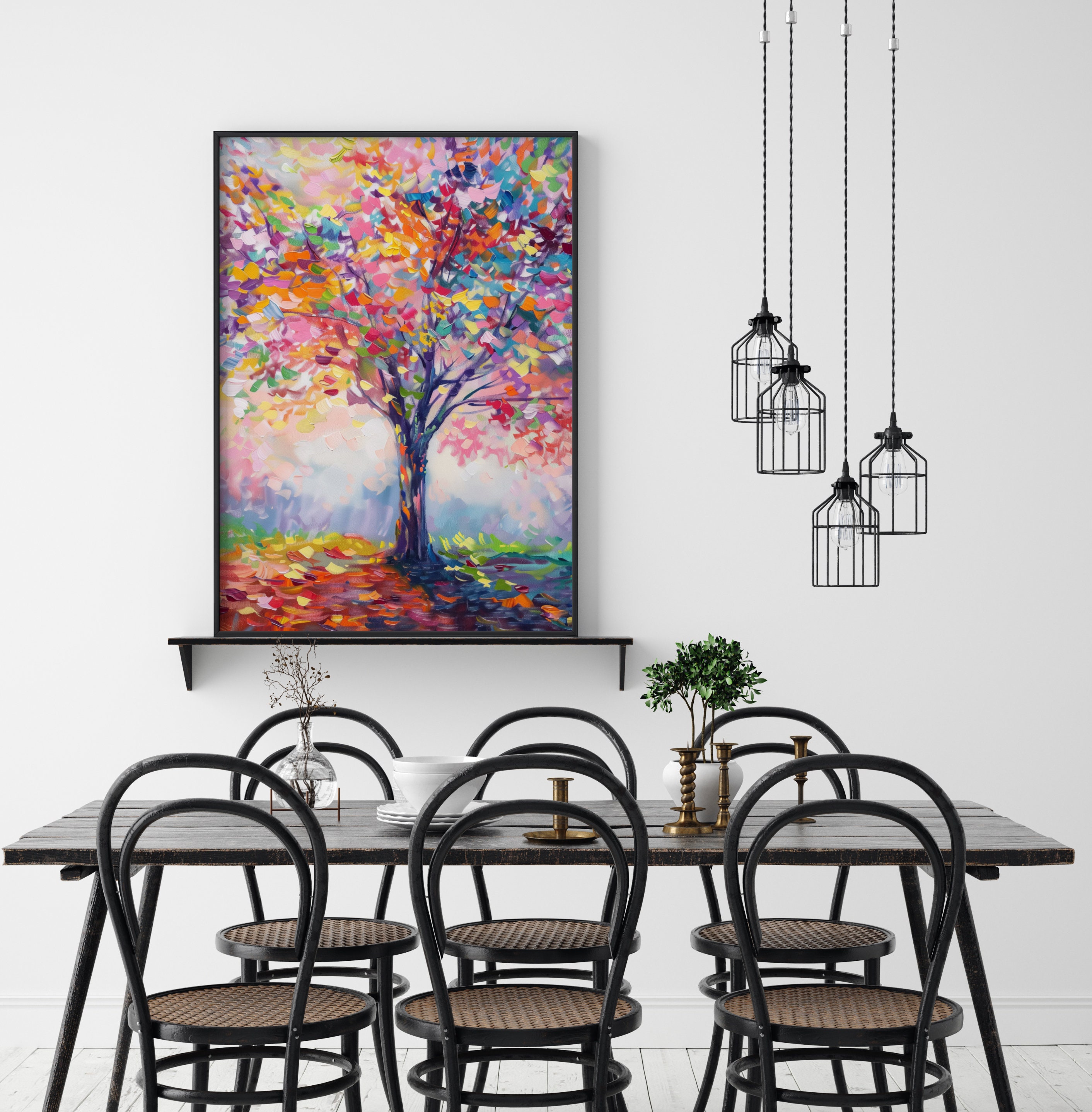 Colorful Tree Landscape Printable, Abstract Tree Wall Art, Vibrant ...