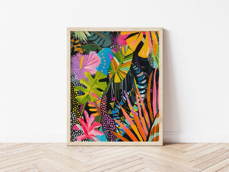 Abstract Vibrant Wall Art, Maximalist Print, Floral Modern Art ...