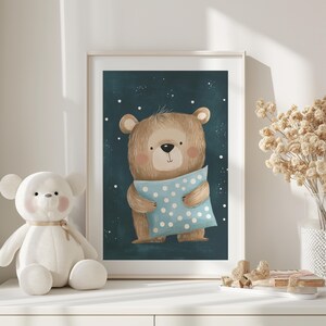 Nursery Bear Wall Art, Cute Bear Print, Colorful Bear Printable Poster ...