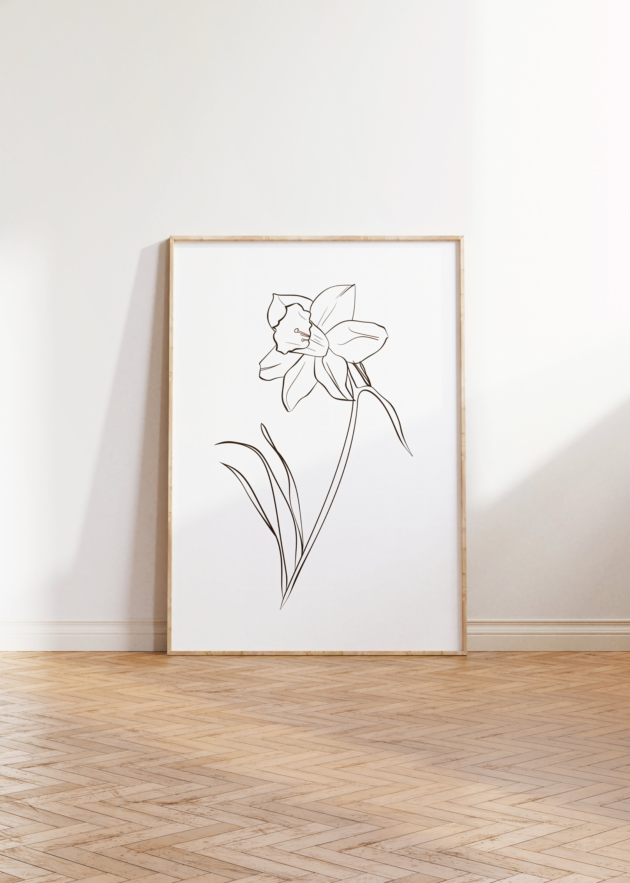 Daffodil Line Art Print: Minimalist Floral Illustration (digital ...