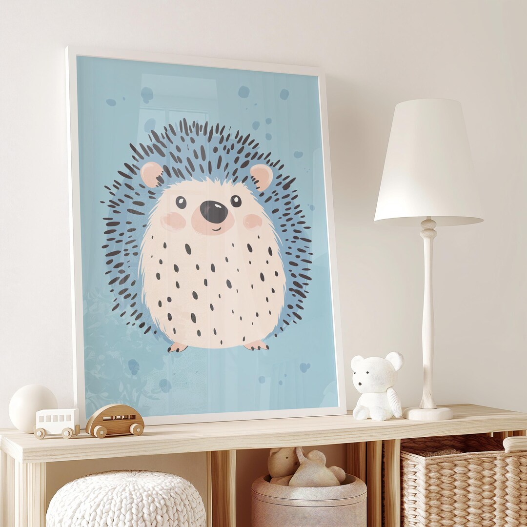 Cute Hedgehog Print, Nursery Wall Art, Colorful Hedgehog Printable ...
