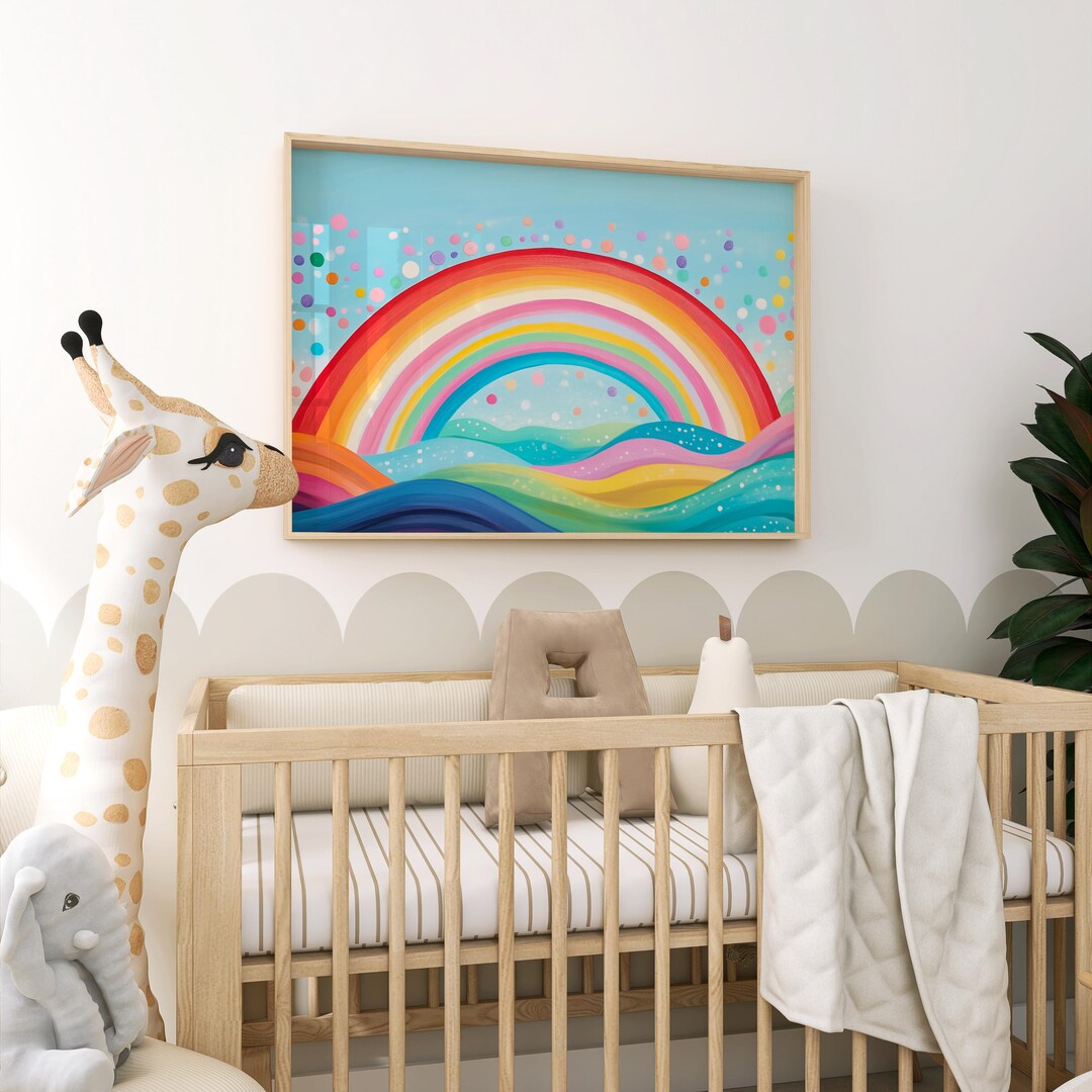 Bright Rainbow Nursery Print, Playroom Poster, Boho Colors Kids Room ...