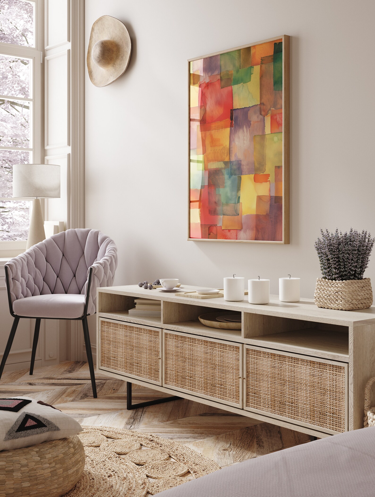 Abstract Watercolor Print, Modern Multicolor Wall Art (digital Download ...