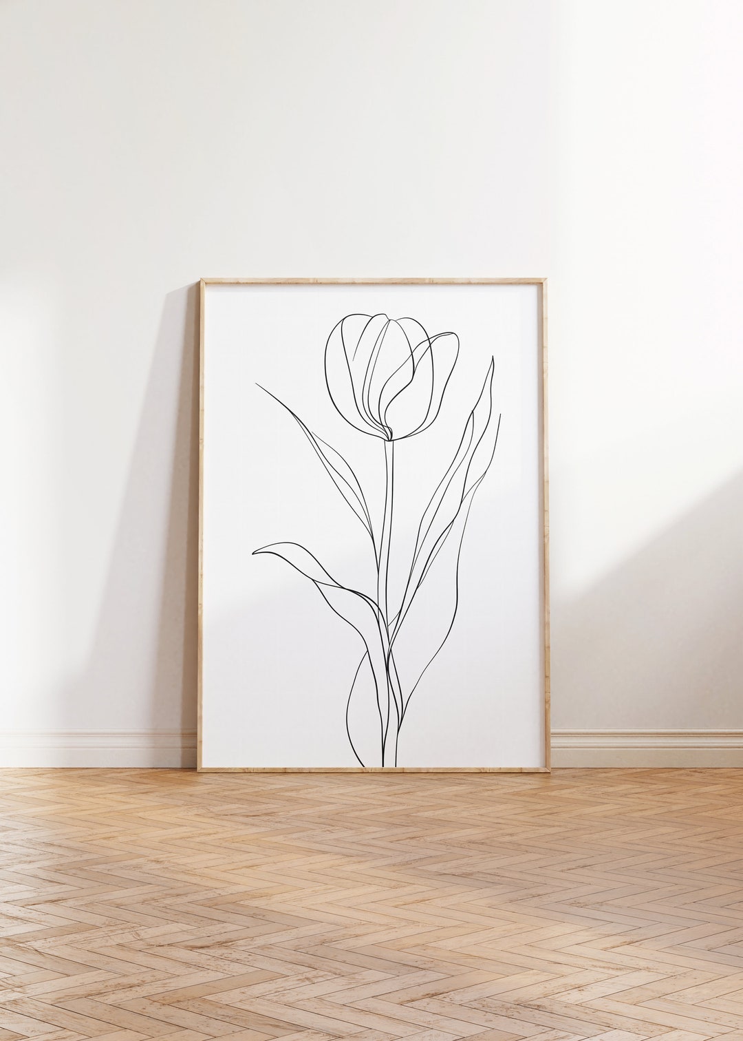 Tulip Flower Line Wall Art, Single Line Flower Drawing, Continuous Line ...