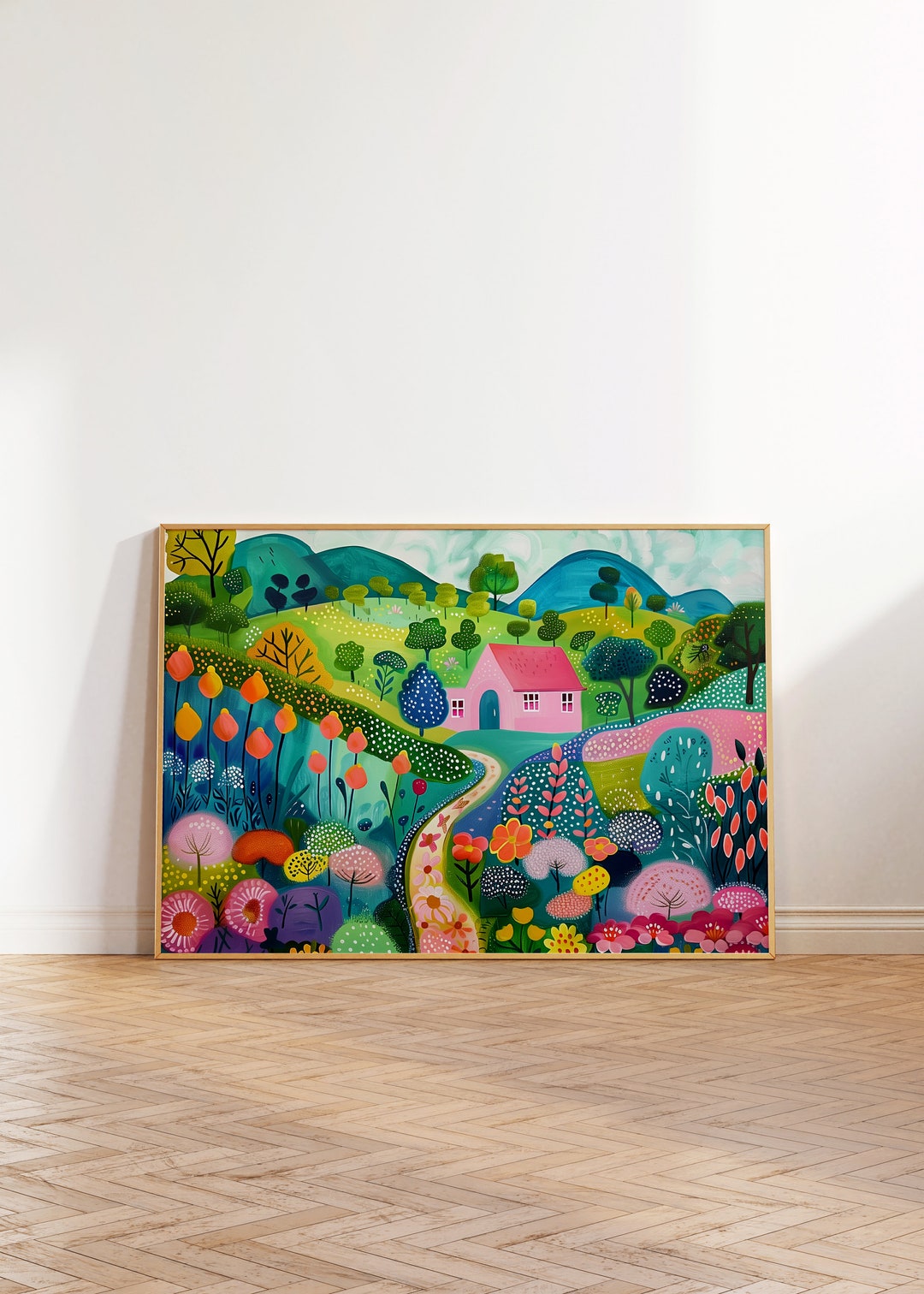 Colorful Scenery Wall Art, Flower Garden Landscape, Bright Summer ...