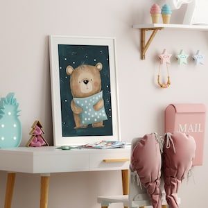 Nursery Bear Wall Art, Cute Bear Print, Colorful Bear Printable Poster ...