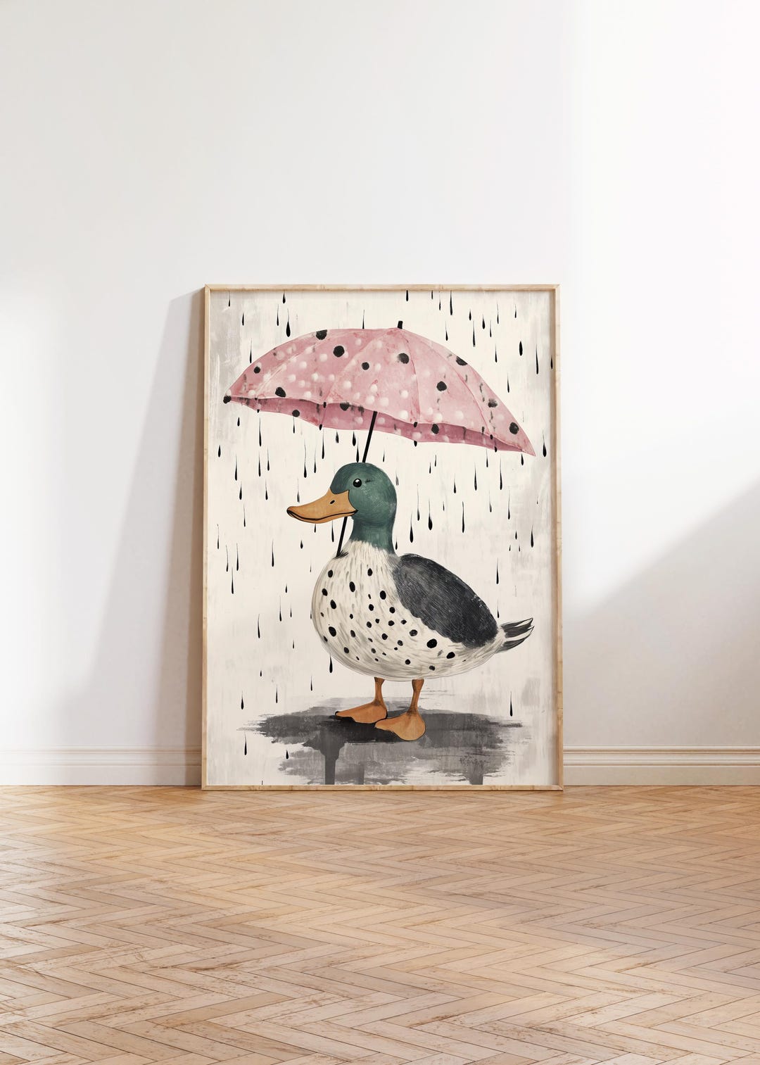 Trendy Dotted Duck Art Print, Funny Duck Wall Art, Colorful Bird ...